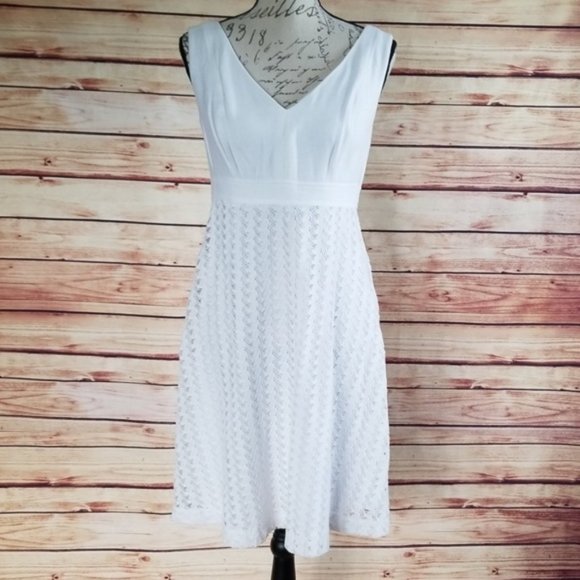 Nine West | Dresses | Nine West White Linen And Lace Dress | Poshmark